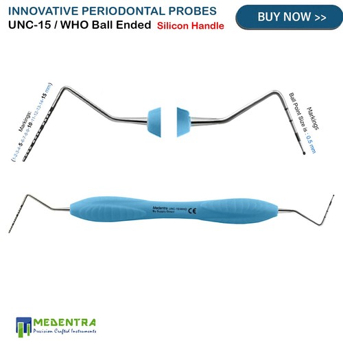 Dental Periodontal Probes UNC-15, WHO Ball Ended BPE Probe Markings ...