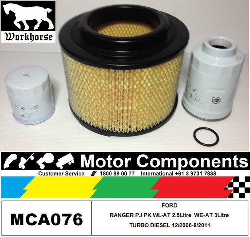 FILTER KIT Oil Air Fuel FORD RANGER PJ & PK 2.5 WL-AT TD 4WD 3Litre WE ...