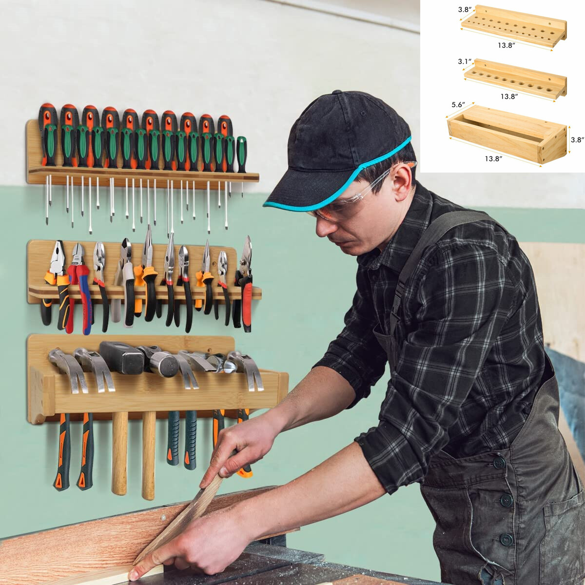 3pcs Screwdriver Organizer Pliers Holder Hammer Rack Wall Mounted Tool ...