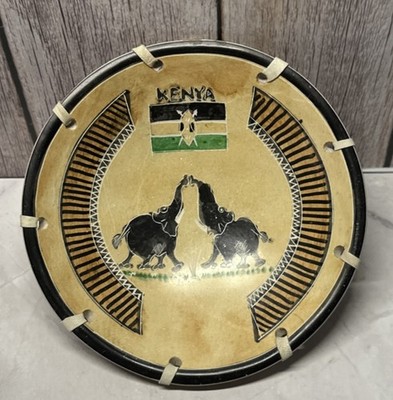 Kenya African Ceramic Pottery 6” Footed Bowl Leather Trim | eBay