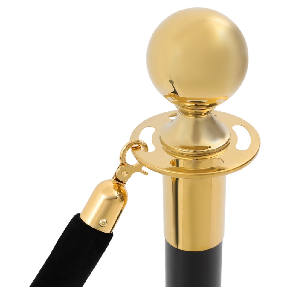6x Gold+Black Stanchion Posts Queue Pole with 3 1.5M Ropes Crowd ...