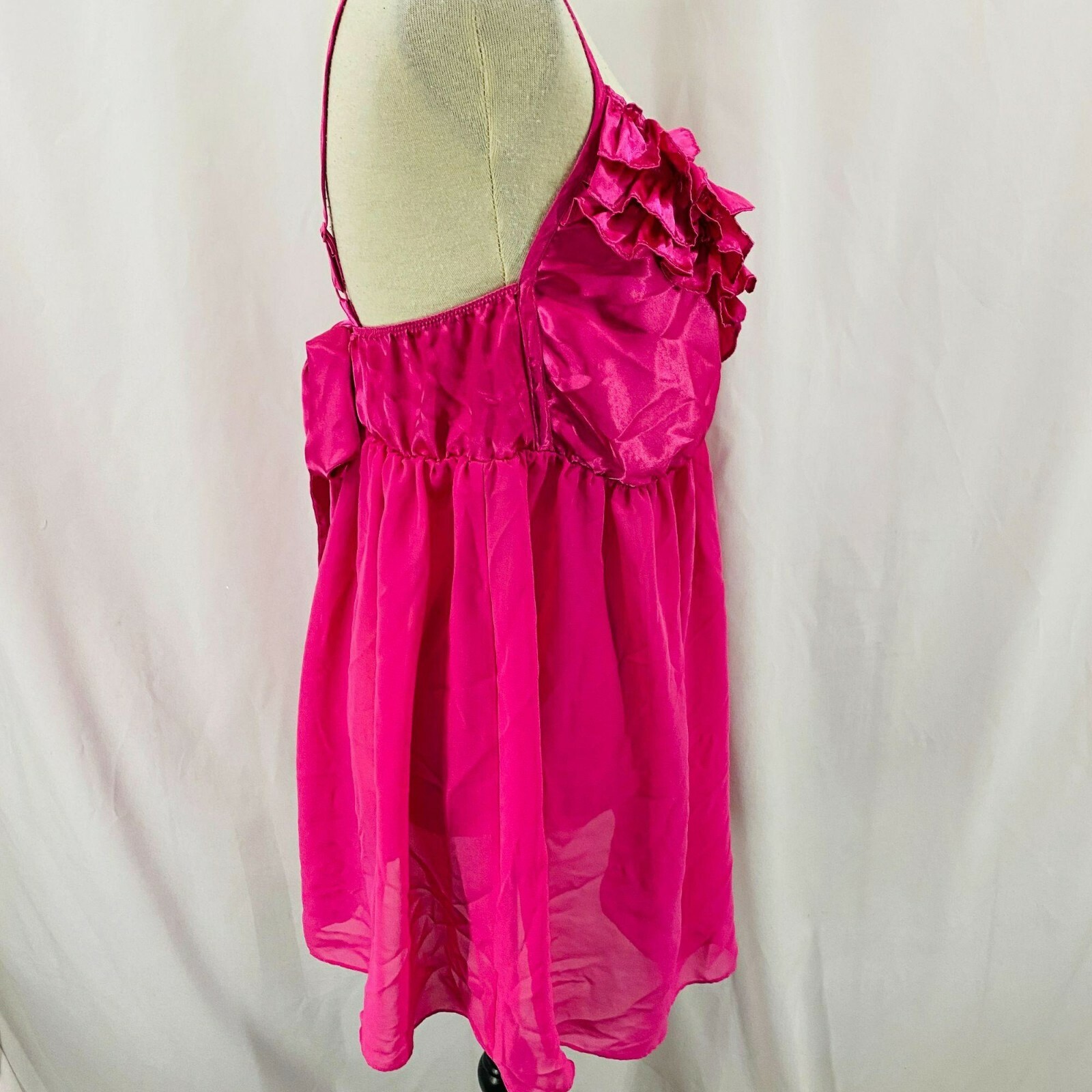 Cacique Pink Satin Sheer Babydoll Negligee Womens 18/… - Gem