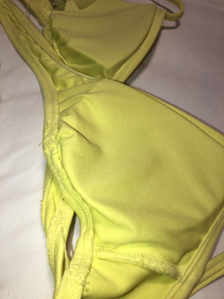 NWT Sugar Beach Cross Front Bikini Top Only Size Medium Lemon Yellow | eBay