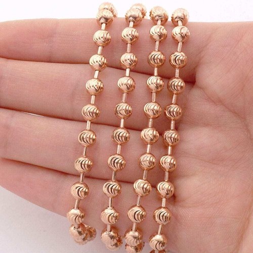 14K Rose Gold 5mm Moon-Cut Ball Beaded Chain (Solid Links) 18"-26" | eBay