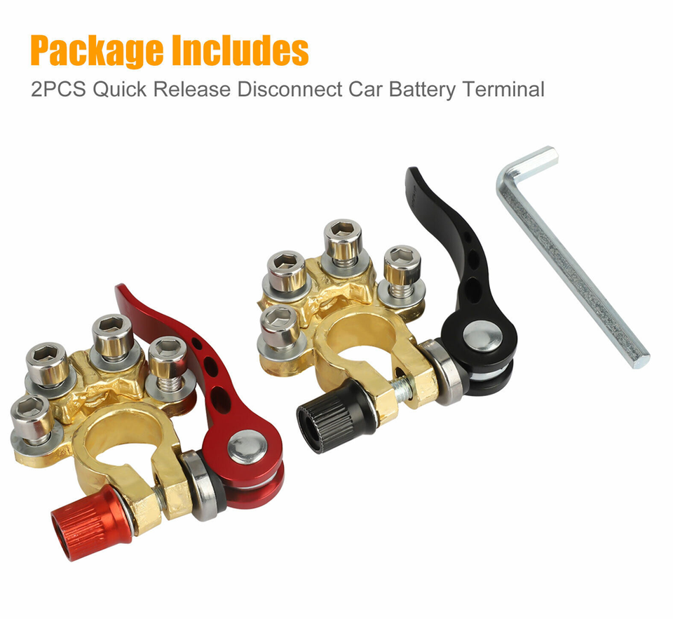 2x Positive&Negative Car Top Post Battery Terminals Wire Cable Clamp Connectors | eBay