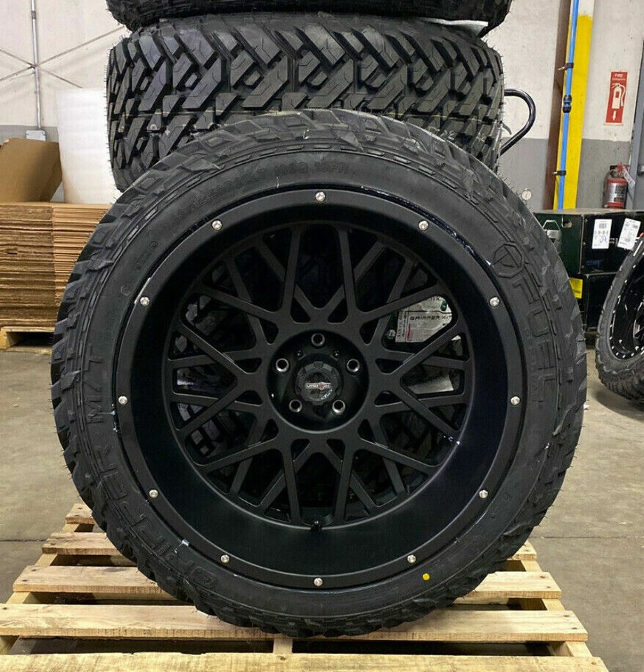 22x12 Vision Rocker Wheels 33" Fuel MT Tires Package 8x170 Ford Super ...