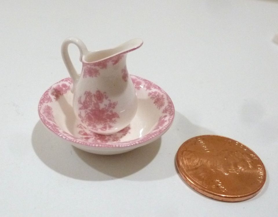 STOKESAY WARE DOLLHOUSE MINIATURE FINE CHINA WASH JUG & BASIN | eBay