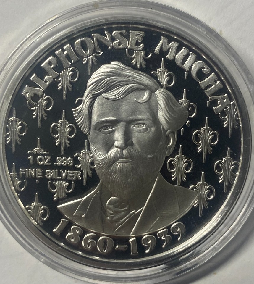 RARE Alphonse Mucha Lady Ivy 1oz Colorized Proof Silver Coin & COA #306 ...