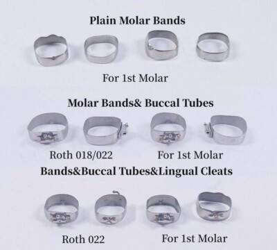 Dental Orthodontic 1st Plain Molar Bands #29-44+ Buccal Tubes Cleats ...