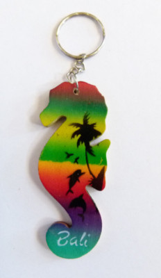VINTAGE WOOD BALI SEA HORSE SOUVENIR KEYRING KEY CHAIN | eBay