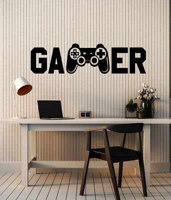Vinyl Wall Decal Gamer Word Gamepad Gaming Room Decoration Stickers ...