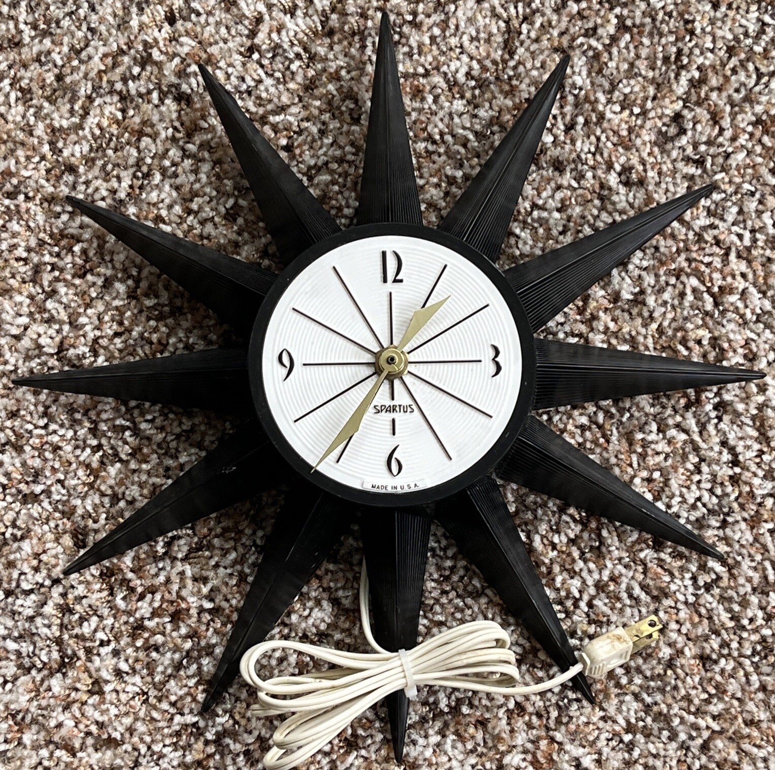 VTG MCM Atomic Spartus 14” Starburst Sunburst Wall Clock 1960s Electric ...