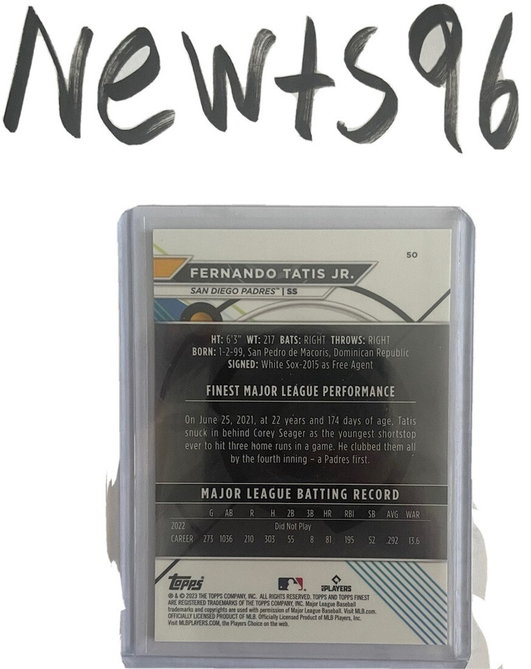 2023 Topps Finest Fernando Tatis Jr Green Refractor #/99 San Diego ...