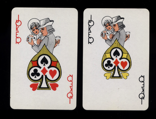 PLAYING CARDS FEMALE & MALE JOKERS HANDFUL OF CARDS SPADE ACE WITH CARD ...