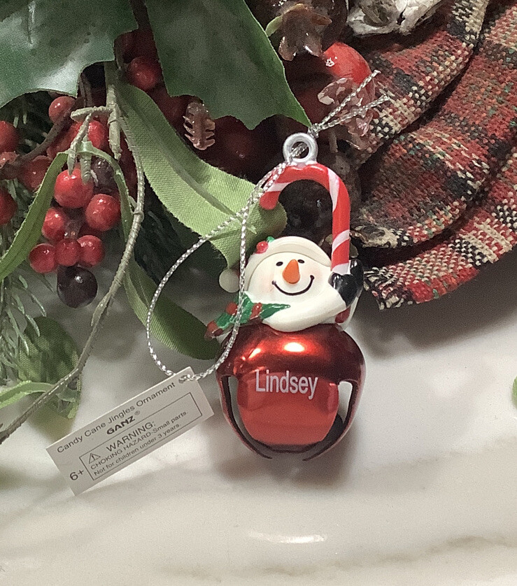 Vintage NWT Ganz Candy Cane Jingles Ornament Bell 2” Silver Red Green ...