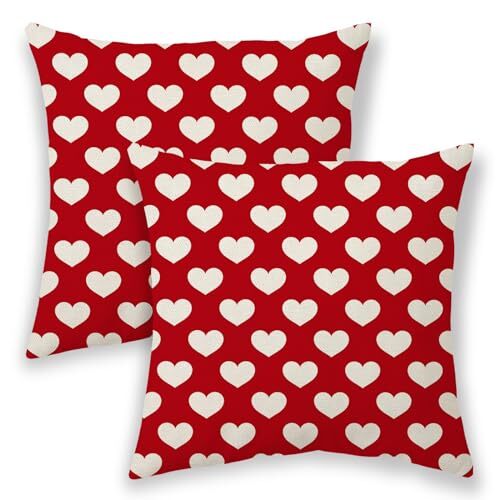 Valentines Pillow Covers 2 Pcs, Red Love Heart 16x16 Inch Love Heart 02 ...