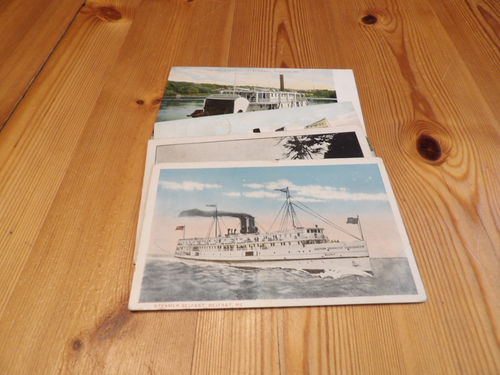 4 Antique Postcards Maine Steamers Della Collins Katahdin Belfast ...