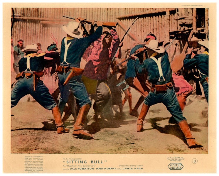 Sitting Bull Original Lobby Card Indians fighting Cavalry Soldiers at ...