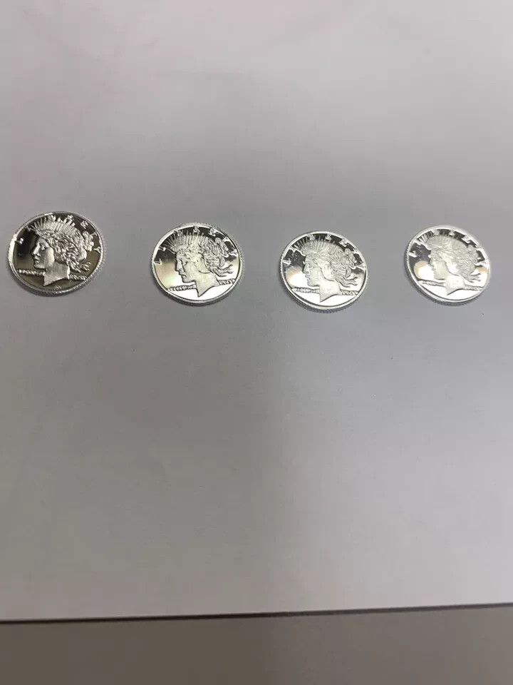 PEACE DOLLAR mini coins 4-PACK of 1 gram silver coins, 4 Silver, 1 Gram ...
