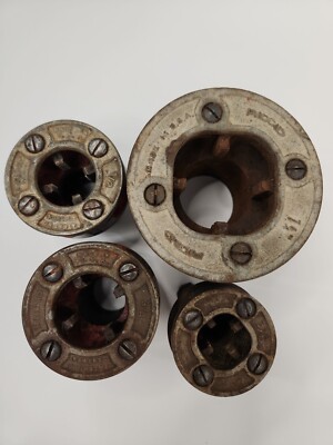 Lot of 4- Vintage Ridgid Pipe Threader Die (3/8", 1/2", 3/4", 1 1/4 ...