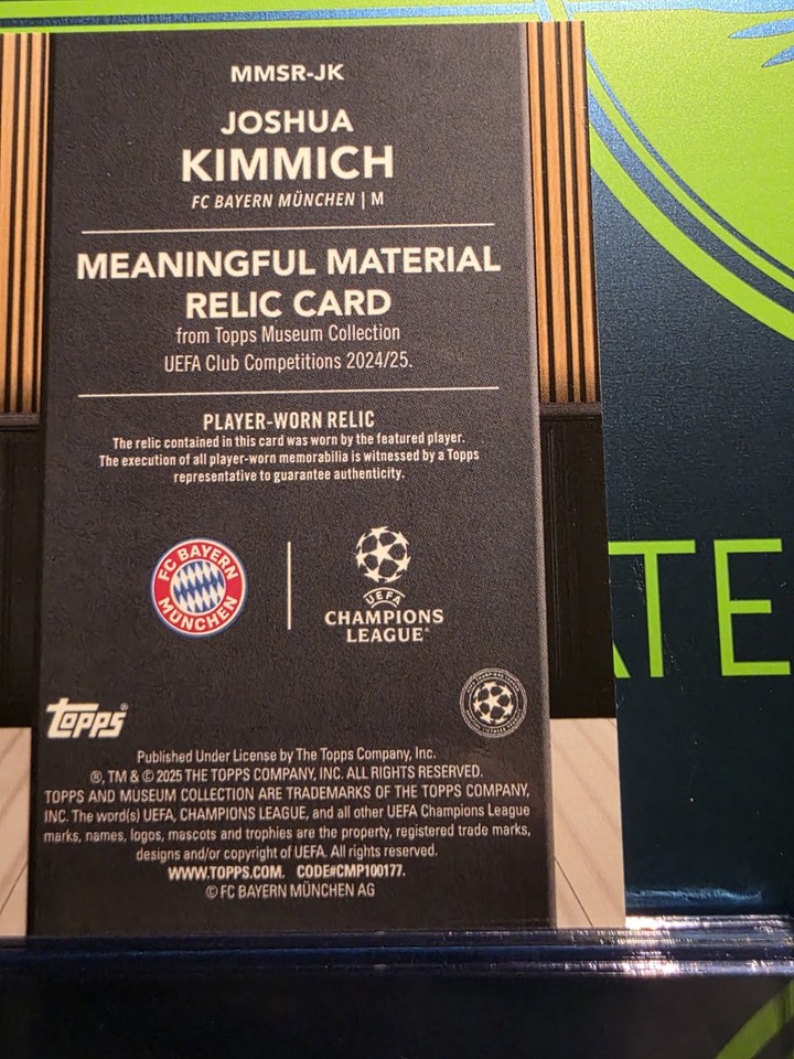 Topps Museum Collection Uefa UCL 2024-25 Joshua Kimmich Number Match ...