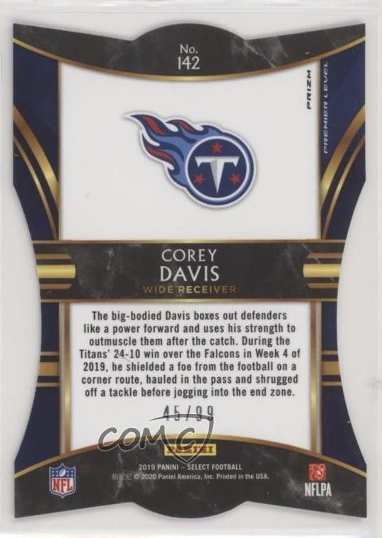 2019 Panini Select Premier Level Die-Cut Light Blue Prizm /99 Corey ...