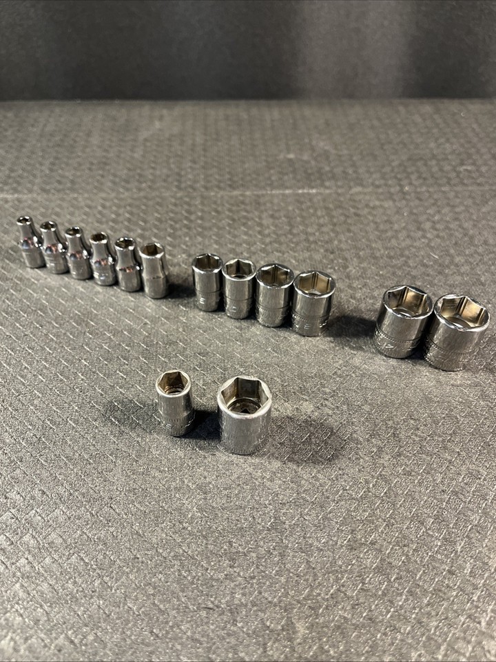 Snap-on Tools 1/4" Flank Drive METRIC SHALLOW 6-point 14 piece Socket ...