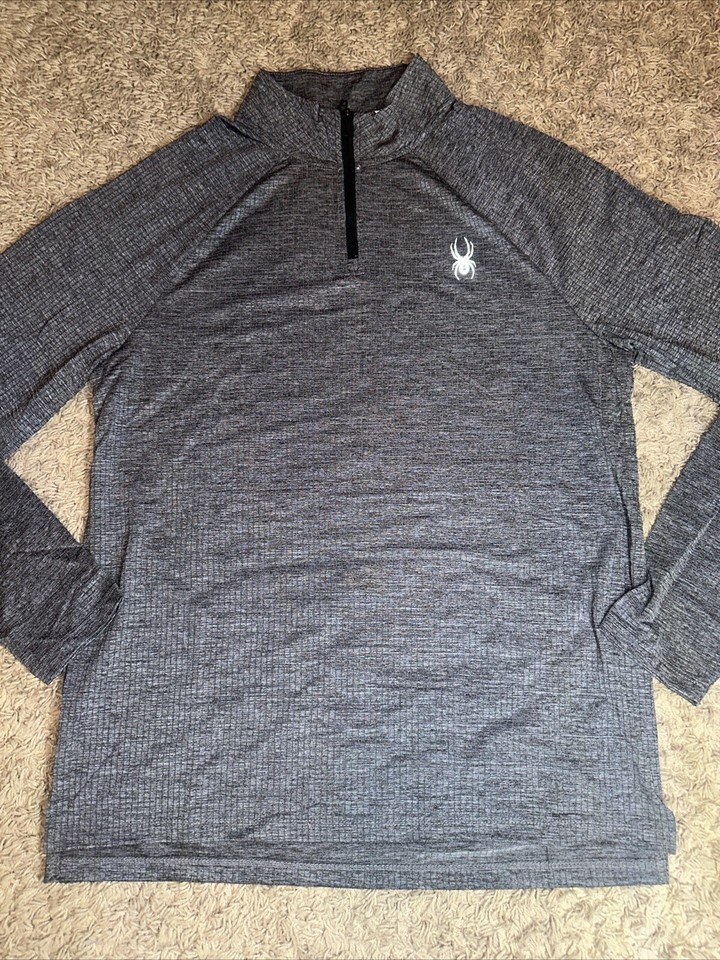 New Men's Spyder Active Performance 1/4 Zip Gray Pullover Large 4 Way ...