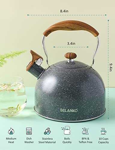 Tea Kettle 85 Oz / 2.5 Liter Whistling Tea Kettle Tea Pots For Stove ...