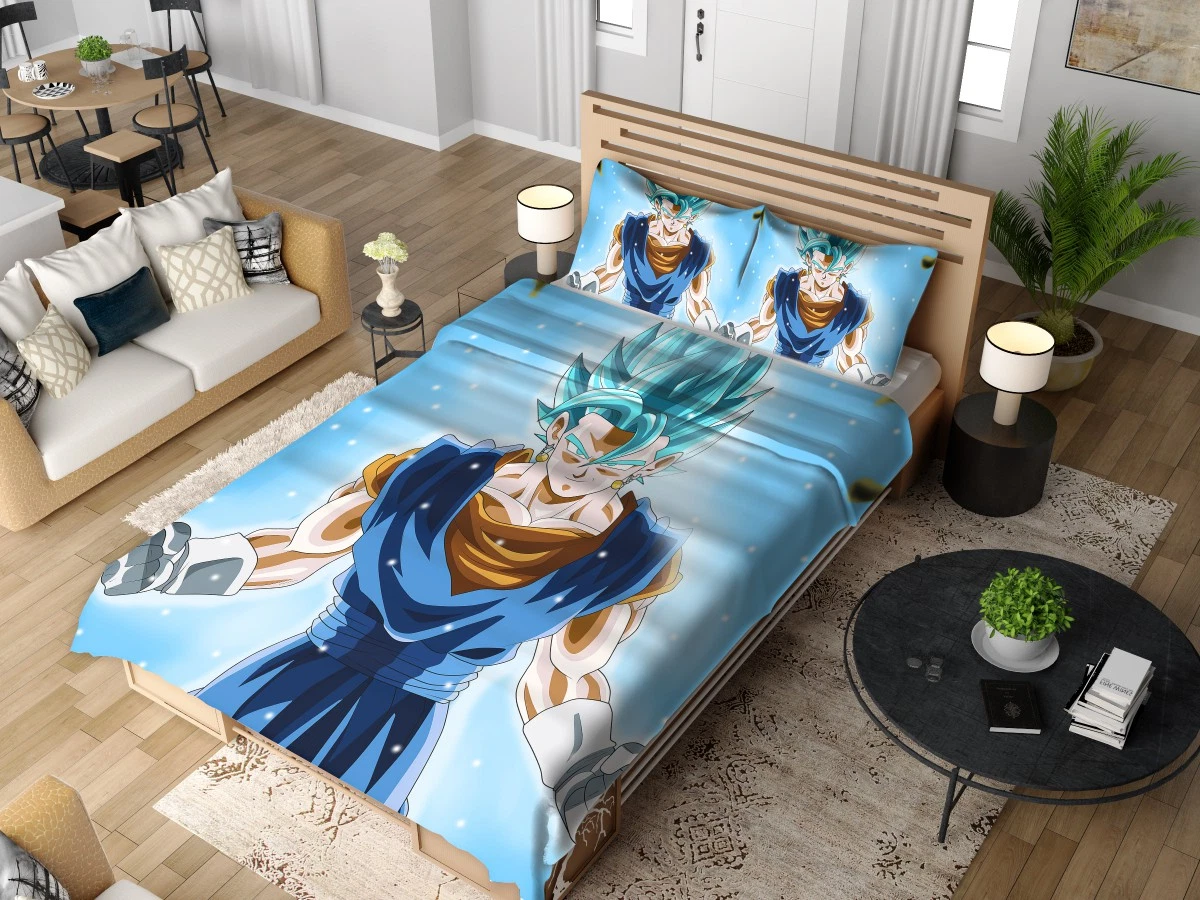 Super Saiyan Vegito Anime Boy Quilt Duvet Cover Set Double Comforter ...