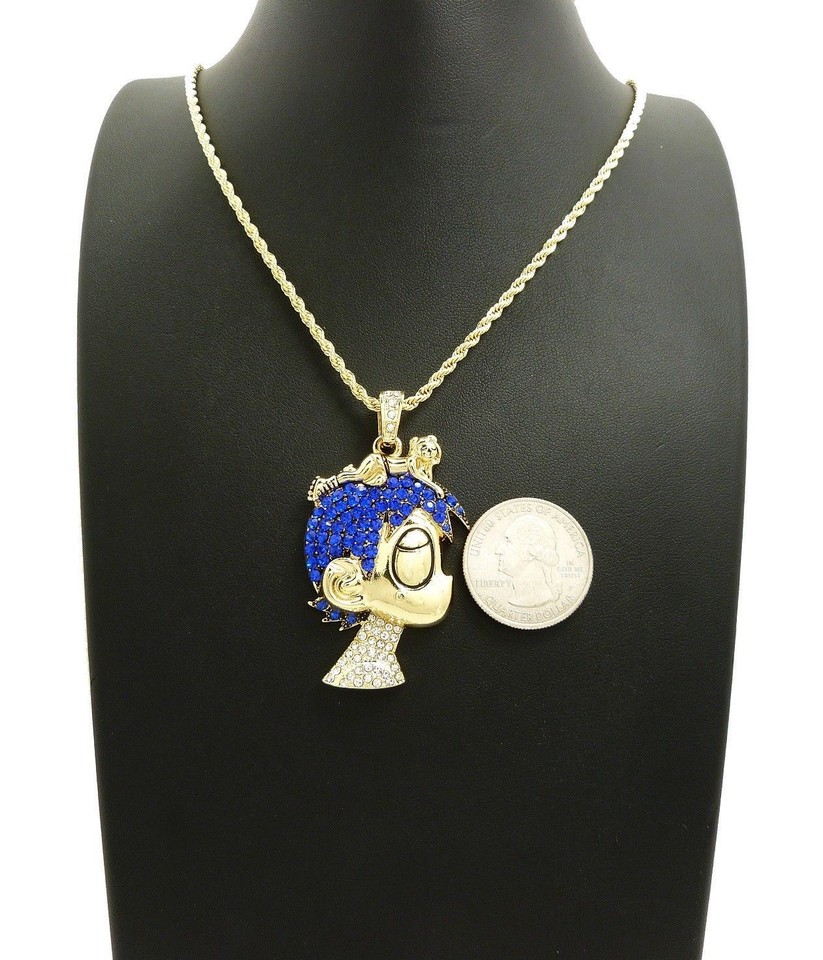 ICED LIL UZI VERT CARTOON Bling PENDANT W/ 24" Various Chain Hip Hop ...
