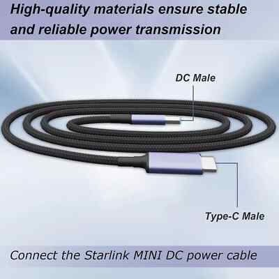 2 PACK 5.9 FT Starlink MINI DC Power Cable Direct to USB-C PD Protocol ...