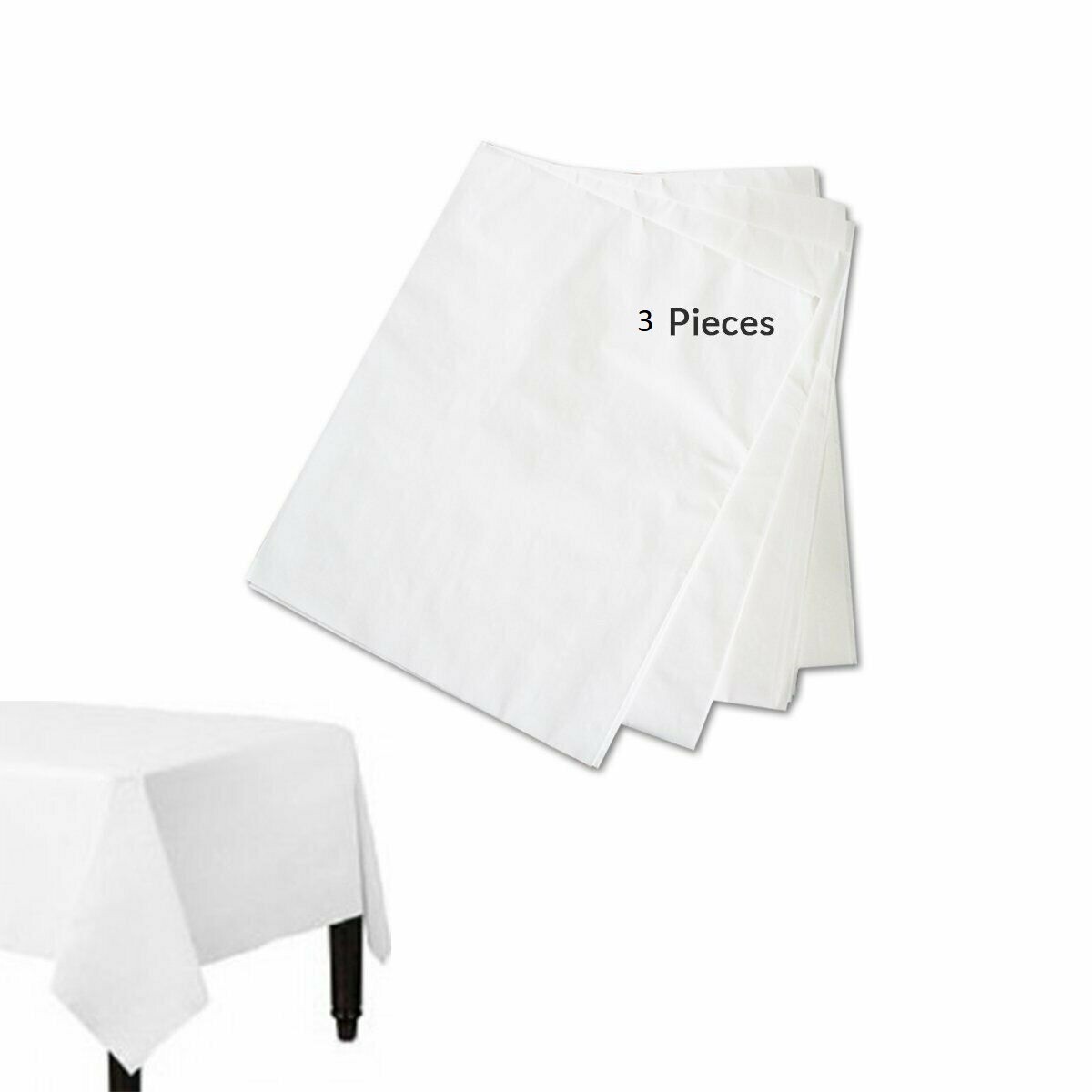 3 Disposable White Paper Table Cover - Square 90x90cm For Wedding ...