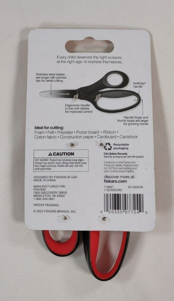 Fiskars Big Kids Scissors, 6", Pointed, School Supplies for Kids 8 ...