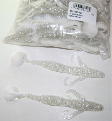 MISTER TWISTER 50 PACK 5 INCH SWIMSATION SWIMBAIT JIG LURES WHITE ...