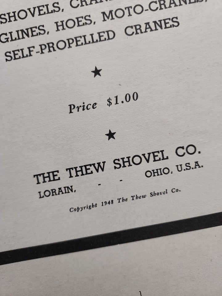 1948 THEW LORAIN SHOVEL,CRANE,CLAMSHELL,DRAGLINE,HOE OPERATION ...