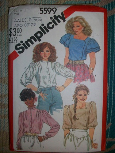 Simplicity 80s Vintage Sewing Pattern 5599 Blouse Shirts with Tucks ...