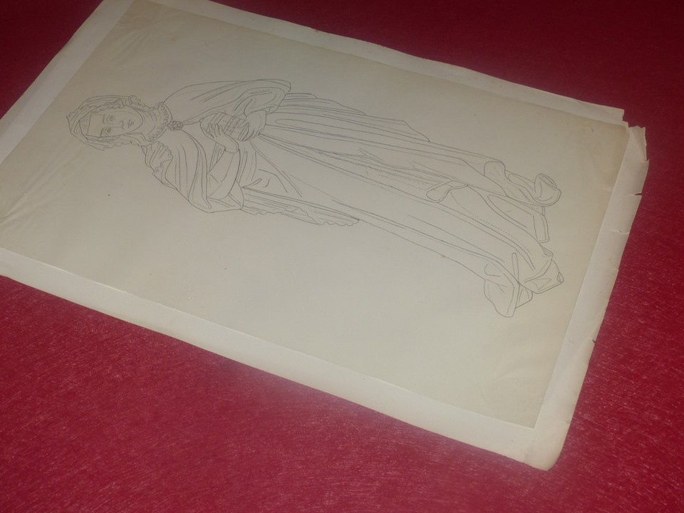 Drawing Original On Tracing Paper/Ink / End Xixth Woman Suits History ...