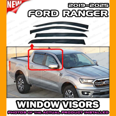 WINDOW VISORS for 2019 → 2025 Ford Ranger / DEFLECTOR RAIN GUARD VENT ...