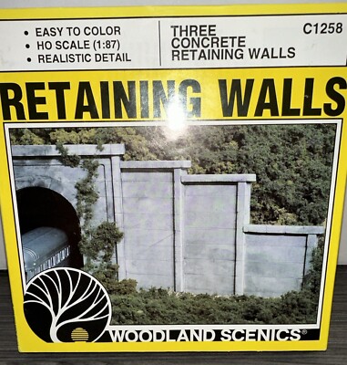 Woodland Scenics HO Scale C1258 Three Concrete Retaining Walls NOS | eBay