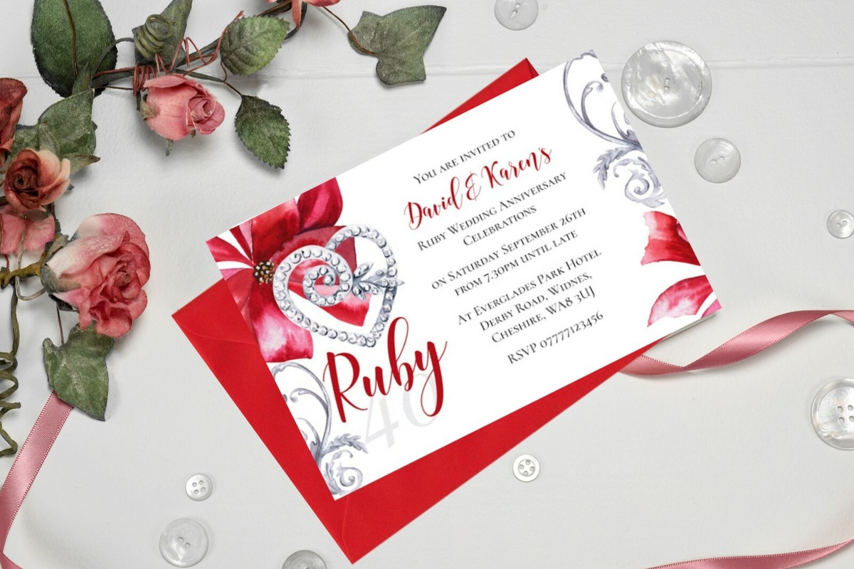Ruby Red Anniversary Invitations Buy 40th Ruby Anniversary Invitation