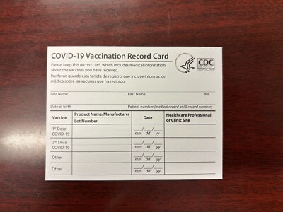 CDC COVID-19 Vaccination Blank Card FREE SHIPPING w/ Tracking ...