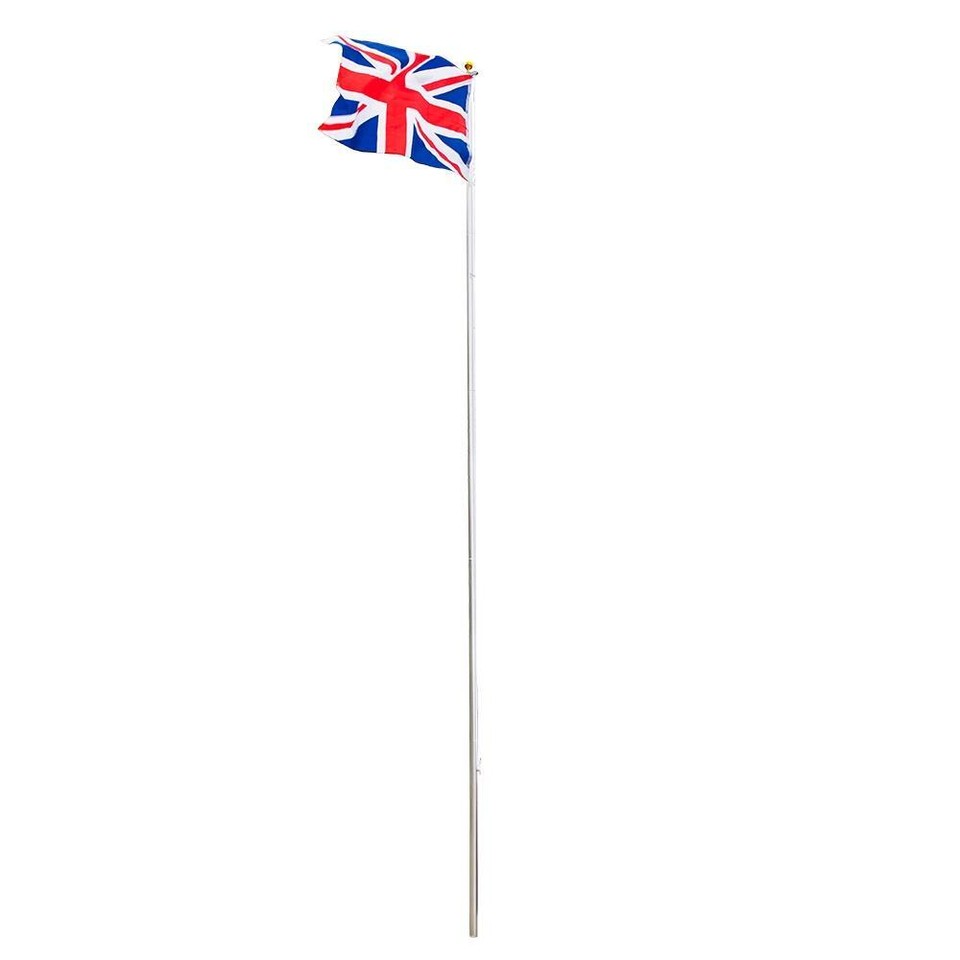 New 7.5M / 25FT Aluminum Telescopic Flag Pole UK Flagpole Gold Ball Kit ...