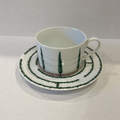 Swid Powell Justin Terzi “Cypress” Teacup and Saucer with Topiary ...