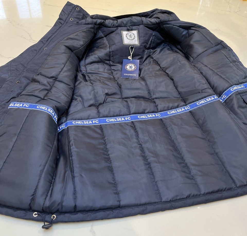 Chelsea FC Parka Coat Jacket - Genuine Merchandise - X Large XL - Navy ...