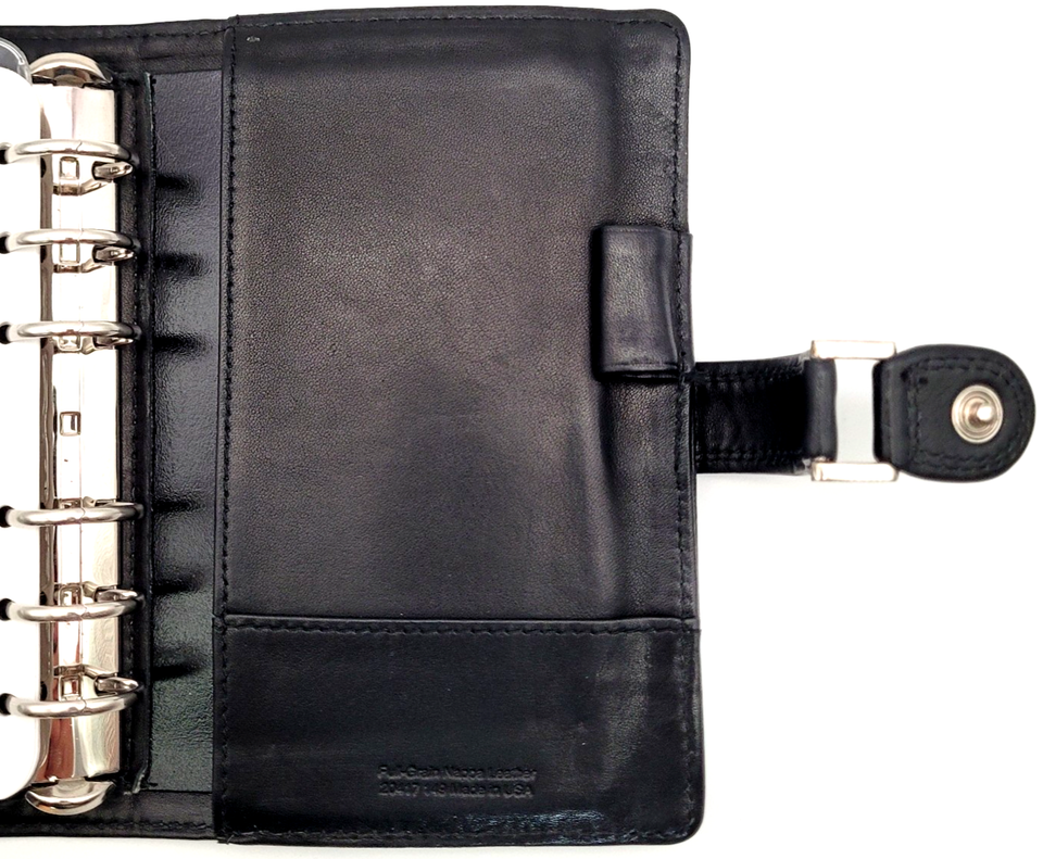 Vintage Franklin Covey Planner Compact 6 Ring Nappa Leather Black Snap ...