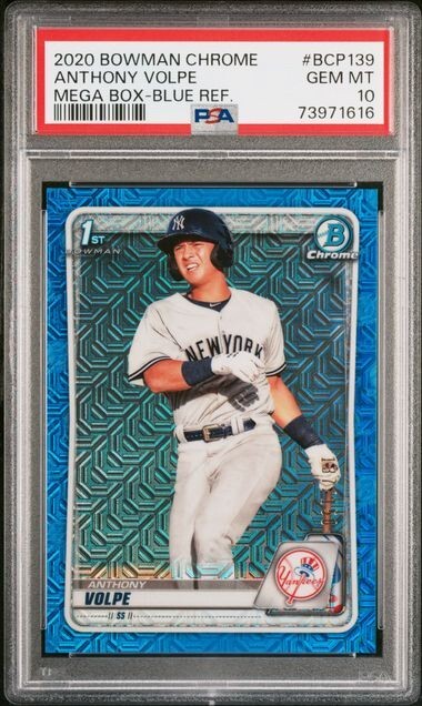 2020 Bowman Chrome Mega Box ANTHONY VOLPE Blue Mojo /150 RC PSA 10 Gem ...