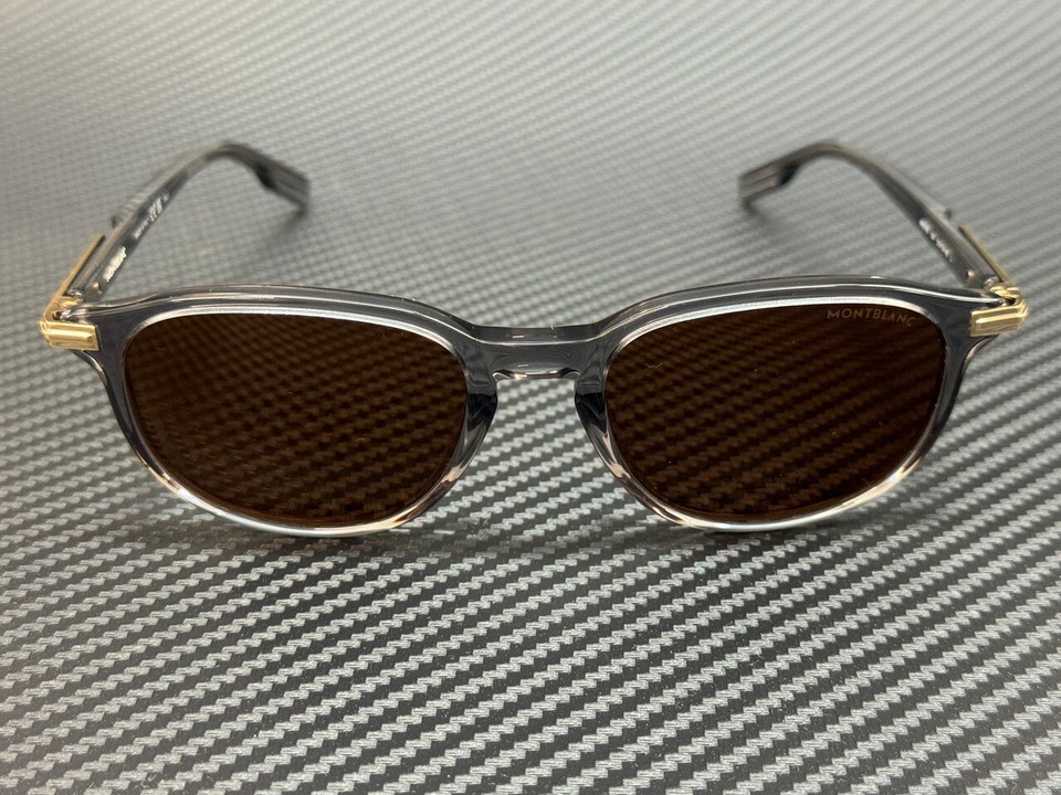 MONT BLANC MB0276S 004 Grey Gradient Brown Men's Large 52 mm Sunglasses ...