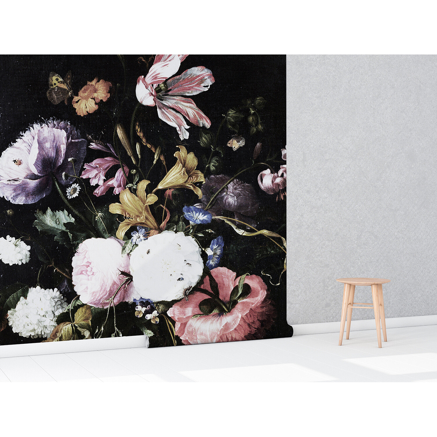 Dutch Floral removable Floral Mural Wall Covering Dutch Nature Vintage ...