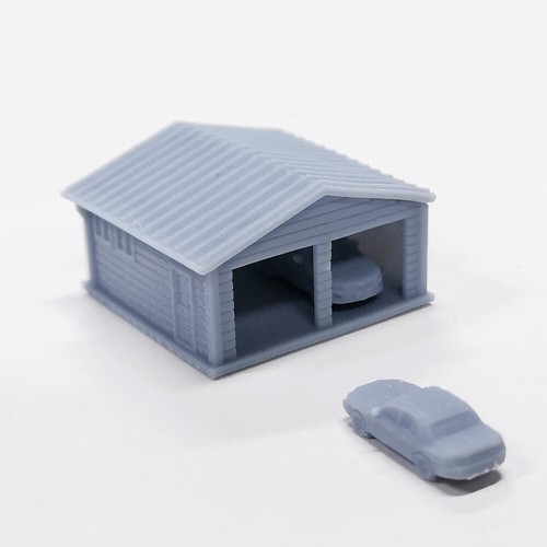 Outland Models Model Railroad Double Car Garage with Cars 1:160 Scale N ...